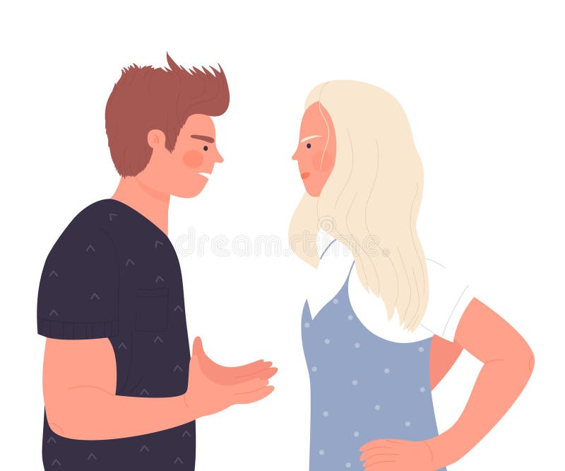Angry Couple People Quarrel, Dispute between Married Woman Man ...