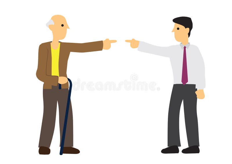 Argument between Old Man and Young Man. Concept of Discrimination or ...