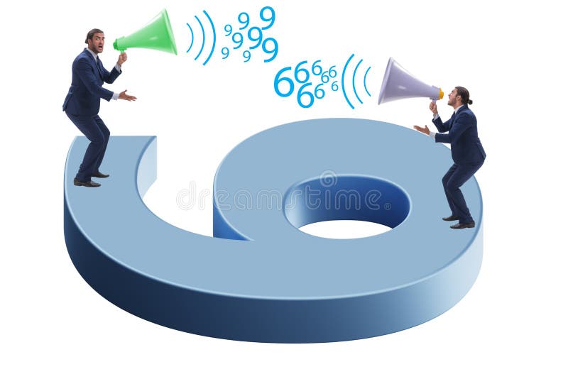 Argument Over the Numbers 9 and 6 Stock Illustration - Illustration of ...