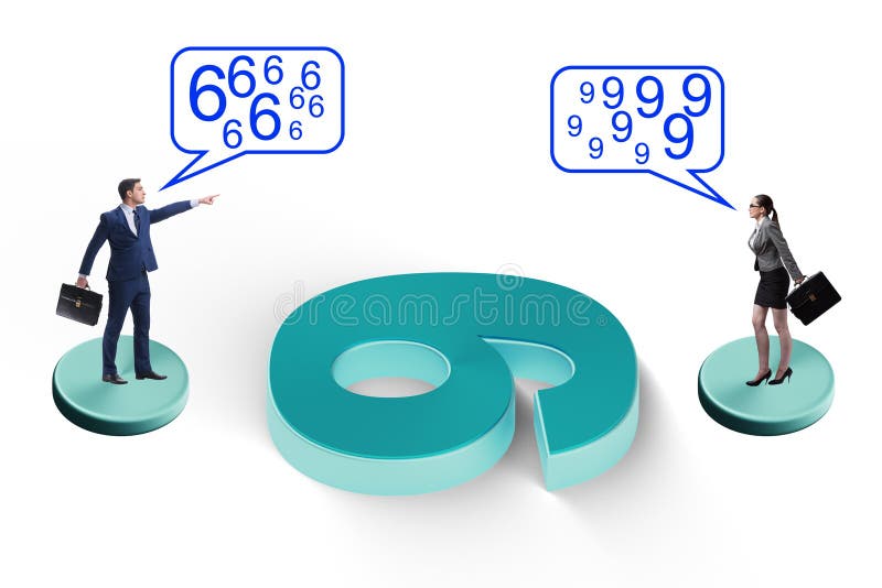 Argument Over the Numbers 9 and 6 Stock Image - Image of idea, person ...