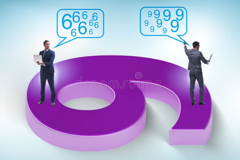 Argument Over the Numbers 9 and 6 Stock Photo - Image of opinion, nine ...