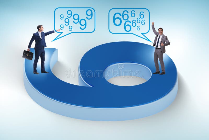 Argument Over the Numbers 9 and 6 Stock Photo - Image of opinion, point ...