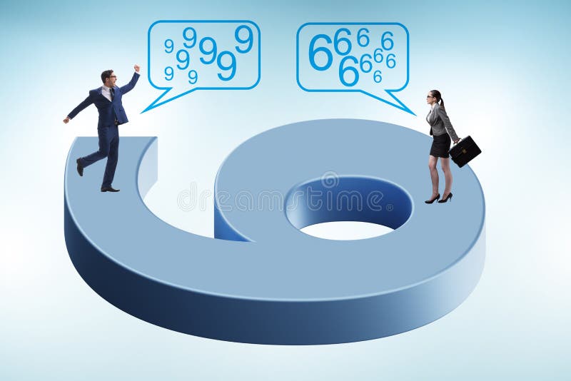 Argument Over the Numbers 9 and 6 Stock Illustration - Illustration of ...