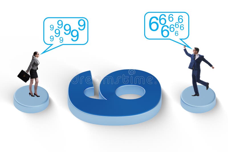 Argument Over the Numbers 9 and 6 Stock Illustration - Illustration of ...
