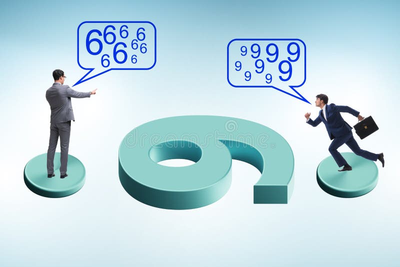 Argument Over the Numbers 9 and 6 Stock Photo - Image of conversation ...