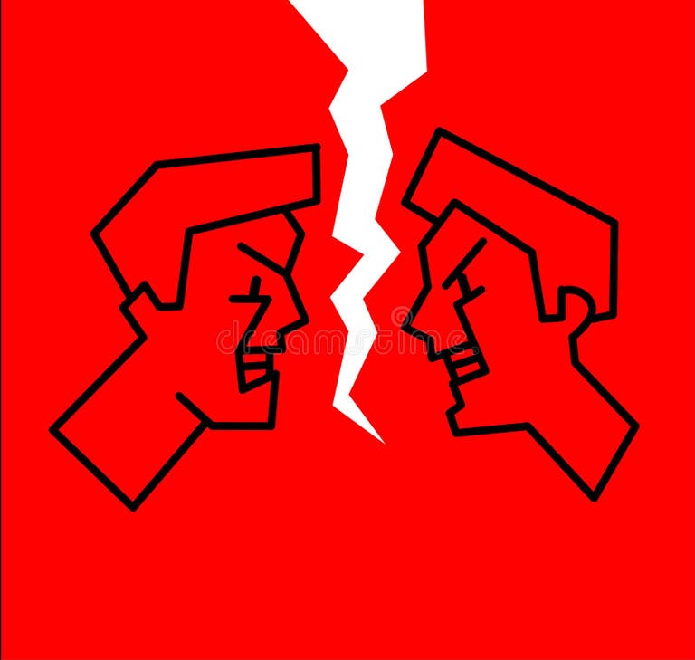 An Argument between Two People. Linear Drawing Stock Vector ...