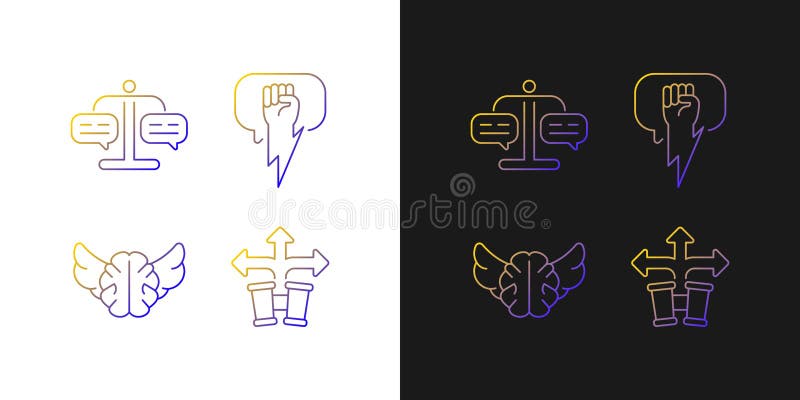 Argumentation Skills Gradient Icons Set for Dark and Light Mode Stock ...