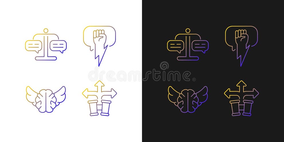 Argumentation Skills Gradient Icons Set for Dark and Light Mode Stock ...