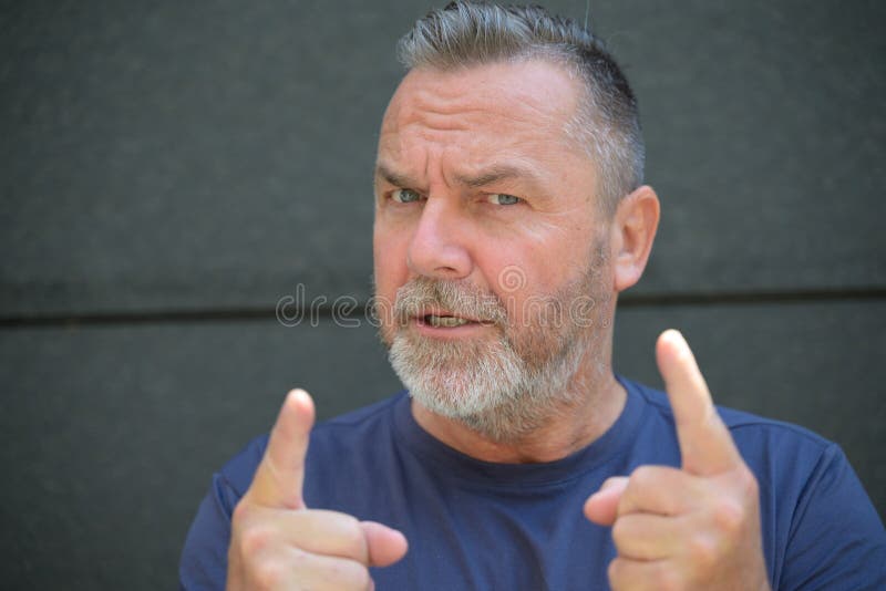 Argumentative Man Making a Point Wagging His Fingers Stock Photo ...