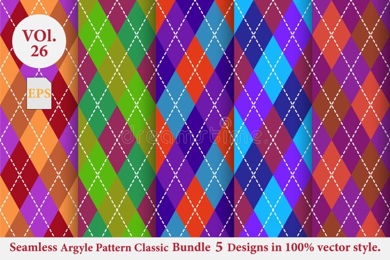 Argyle Classic Pattern Vector Bundle 5 Designs,Fabric Texture ...