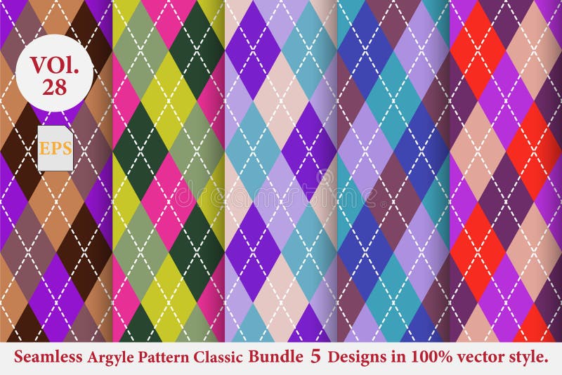 Argyle Classic Pattern Vector Bundle 5 Designs Traditional,Fabric Texture Background Stock ...