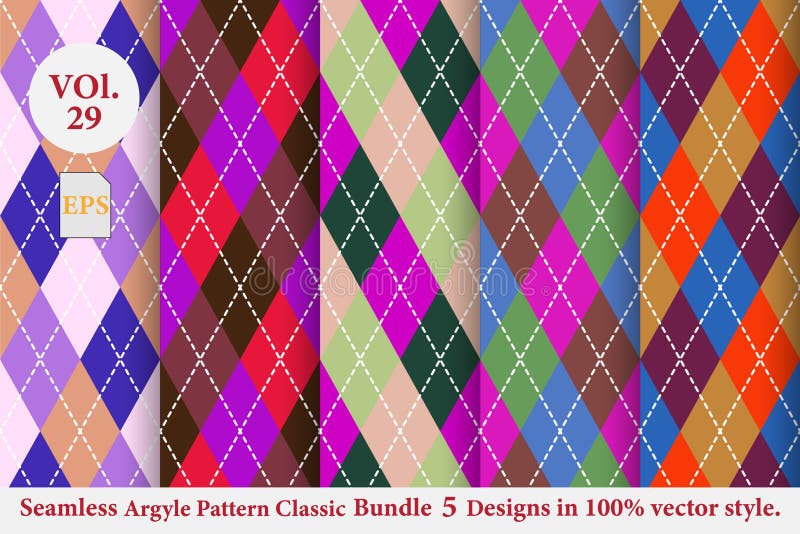 Argyle Classic Pattern Vector Bundle 5 Designs,Fabric Texture ...