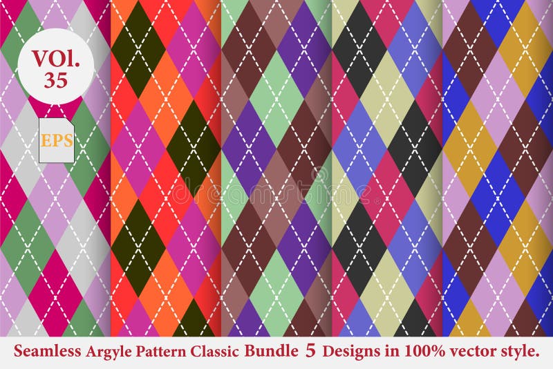 Argyle Classic Pattern Vector Bundle 5 Designs Traditional,Fabric ...