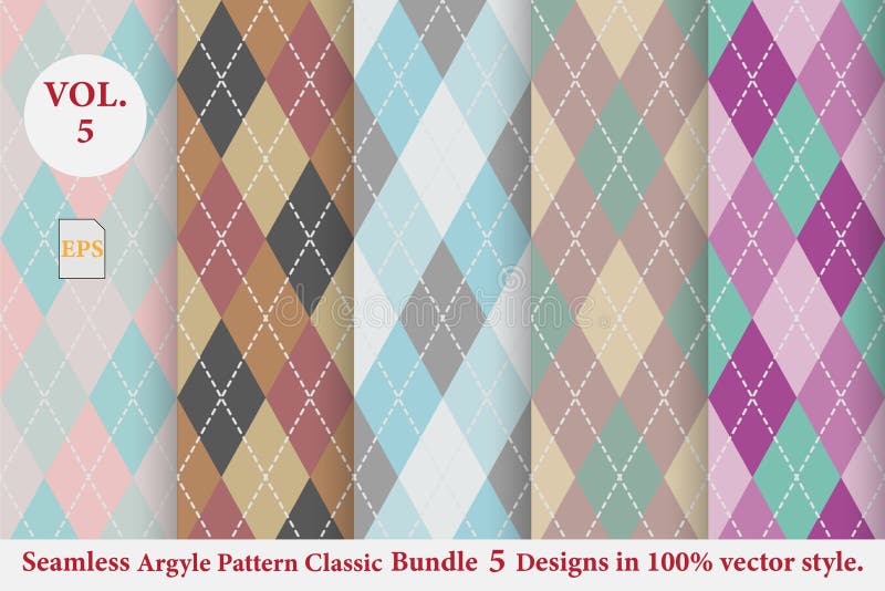 Argyle Classic Pattern Vector Bundle 5 Designs Traditional,Fabric Texture Background Stock ...