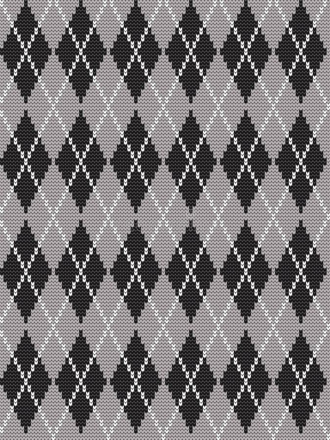 Argyle Gray Print. Seamless Knitted Pattern with Rhombuses in Gray ...