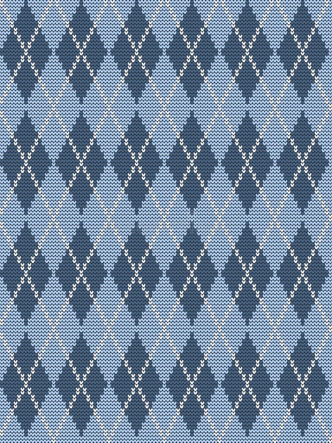 Argyle Print in Blue and White Colors. Seamless Knitted Pattern with ...