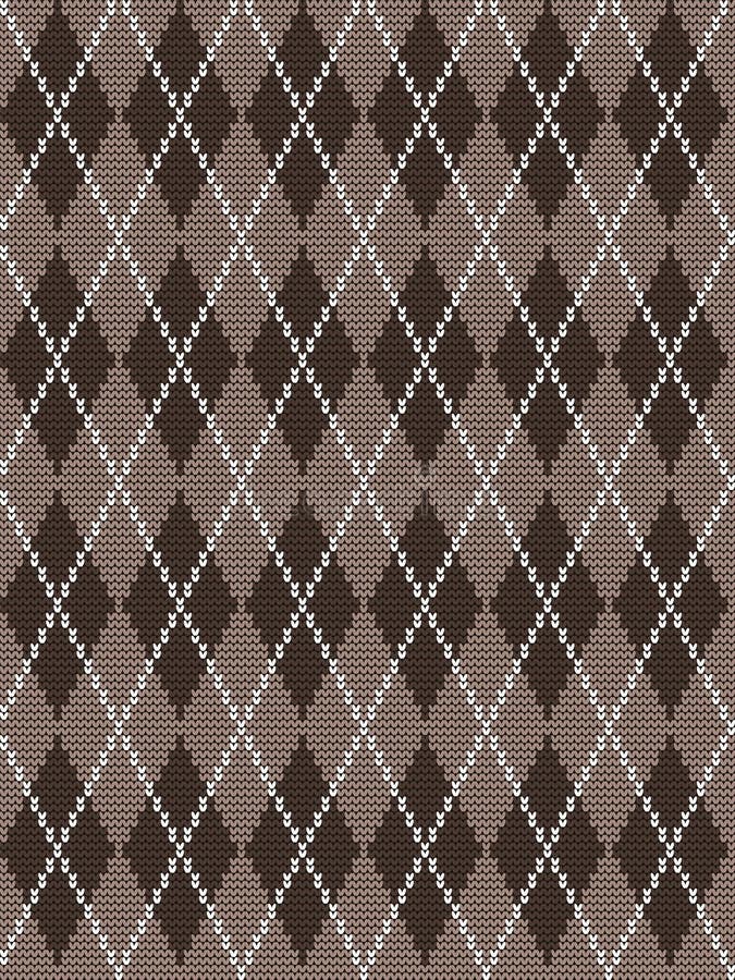 Argyle Print in Brown and White Colors. Seamless Knitted Pattern with ...