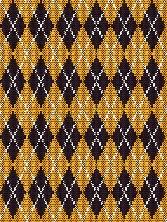 Argyle Print in Yellow, Black and White Colors. Seamless Knitted ...