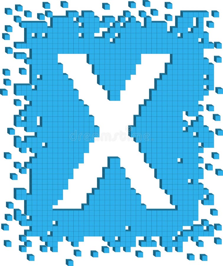 Vector Shaped X Symbol of Small Scattered Blue Cubes Stock Vector ...