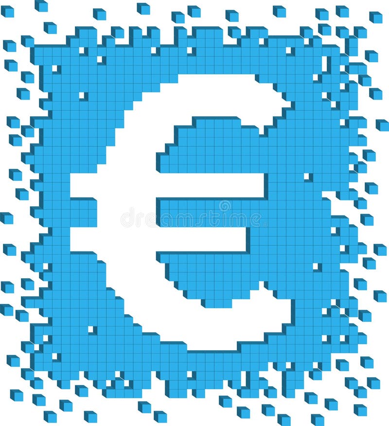 Vector Illustration Euro Sign with Small Three Dimensional Cubes Stock ...