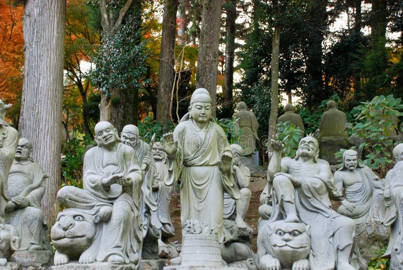 Arhat Statues of the Umpenji Temple in Miyoshi, Japan. Editorial ...