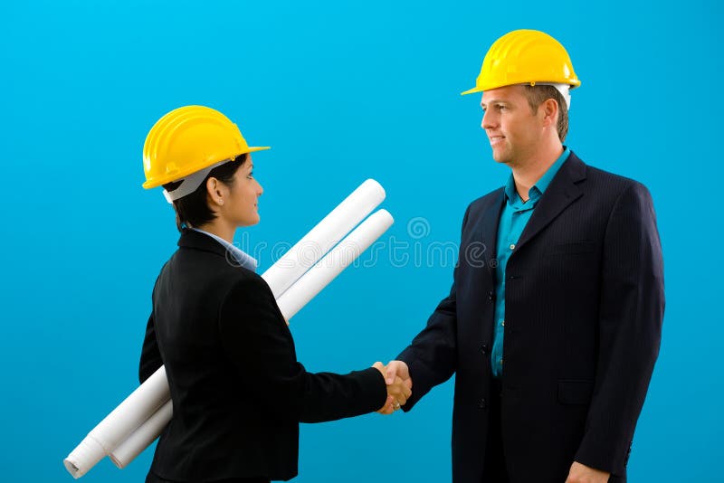 Construction Workers Shaking Hands Stock Image - Image of expertise ...