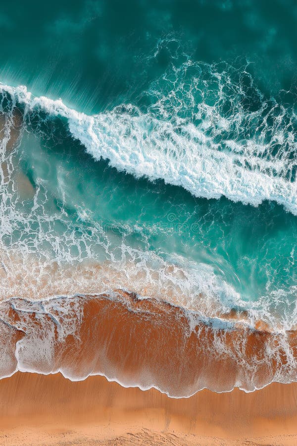 Arial View of a Beautiful Sandy Beach by the Ocean with Crystal Clear Water Stock Illustration ...