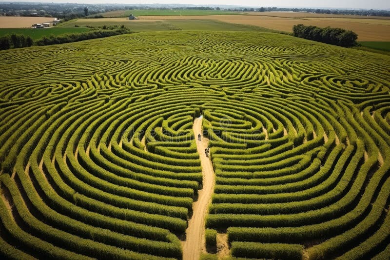 Arial View of a Big Maze in a Corn Field Stock Illustration ...