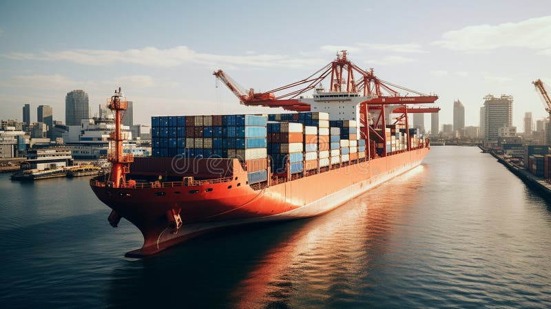 Arial View Camera Transportation on Open Blue Sea Logistics and ...