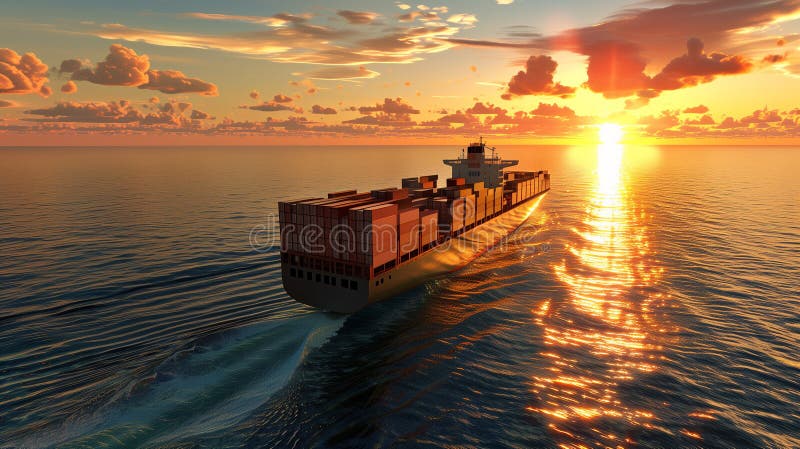 Arial View of a Cargo Ship with Container Shipment Stock Illustration ...