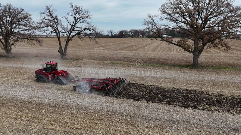 Arial View of a Case 500 Quadtrac Tractor Pulling a Case 870 Disk ...