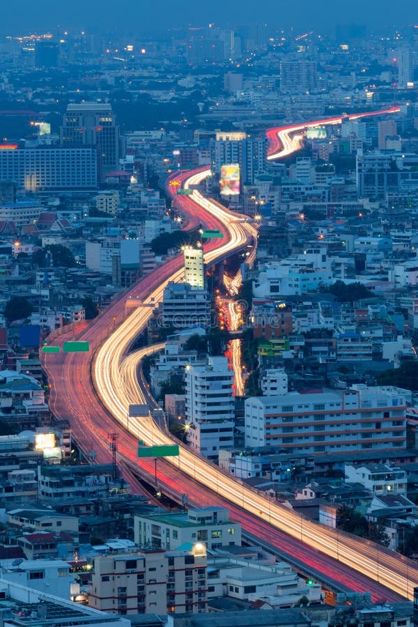 Arial View City Expressway Long Exposure during Stock Photo - Image of ...