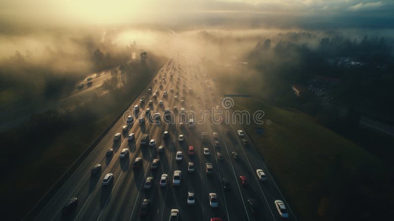 Arial View of the Crowded Traffic on the Highway Stock Illustration ...