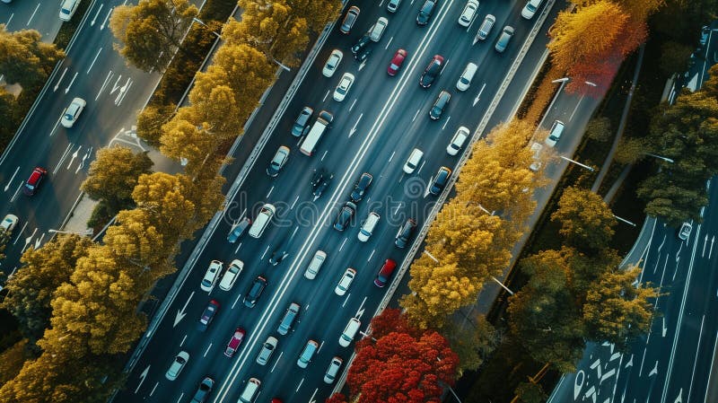 Arial View of the Crowded Traffic on the Highway Stock Illustration ...