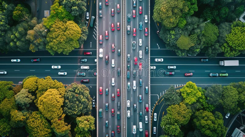 Arial View of the Crowded Traffic on the Highway Stock Illustration ...