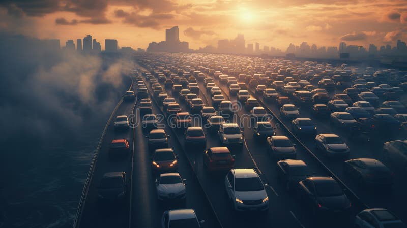 Arial View of the Crowded Traffic on the Highway Stock Illustration ...