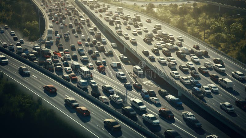 Arial View of the Crowded Traffic on the Highway Stock Illustration ...