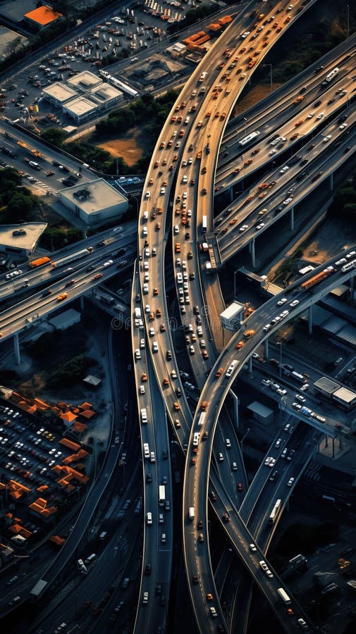 Arial View of the Crowded Traffic on the Highway Stock Illustration ...