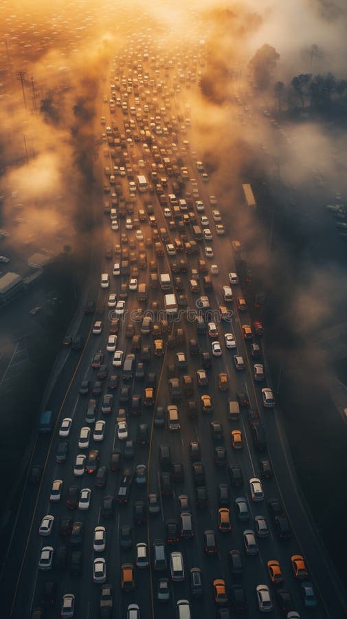 Arial View of the Crowded Traffic on the Highway Stock Illustration ...