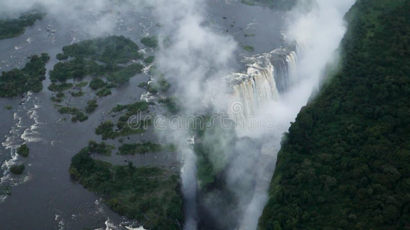 Arial View from the Helicopter of the Great Victoria Falls Waterfall in ...
