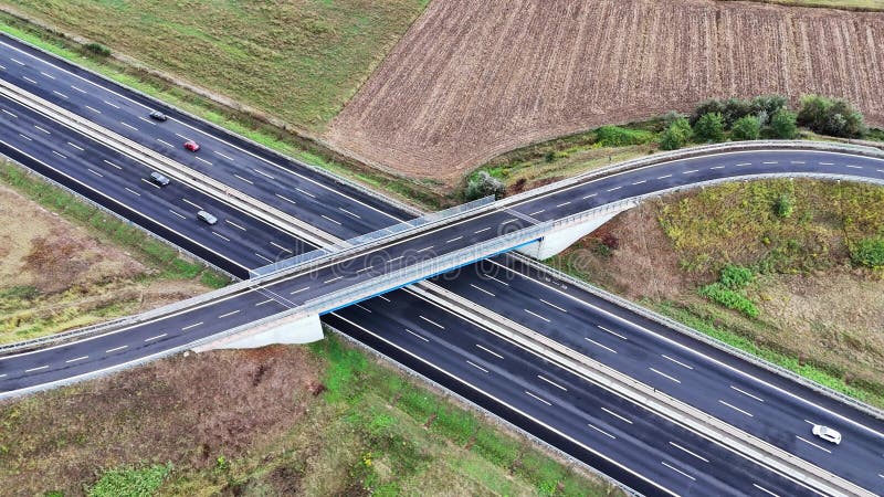 Arial View of Modern Transportation with Expressway Road Highway Top ...