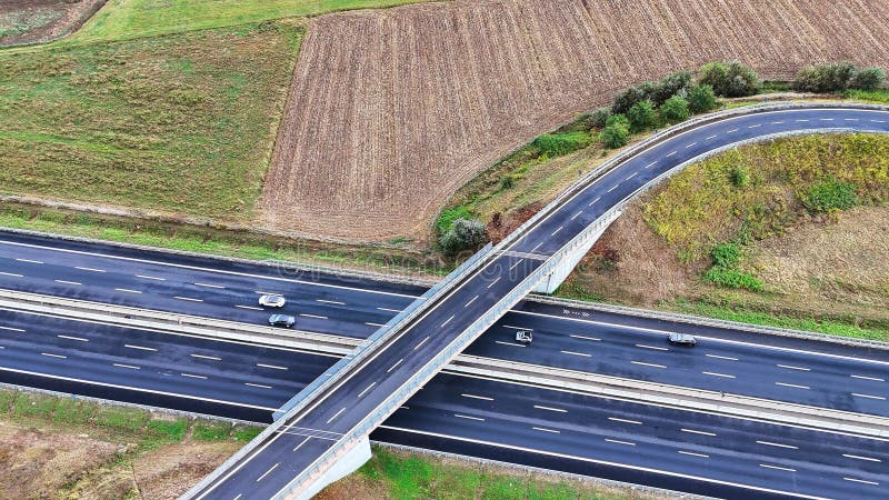 Arial View of Modern Transportation with Expressway Road Highway Top ...