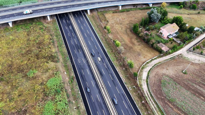 Arial View of Modern Transportation with Expressway Road Highway Top ...