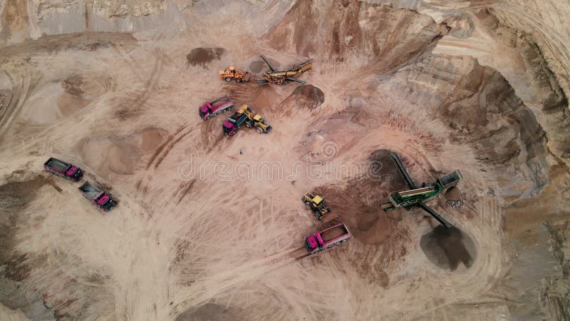 Front End Loader Load Sand and Gravel in Dump Truck in Open Pit. Stock ...