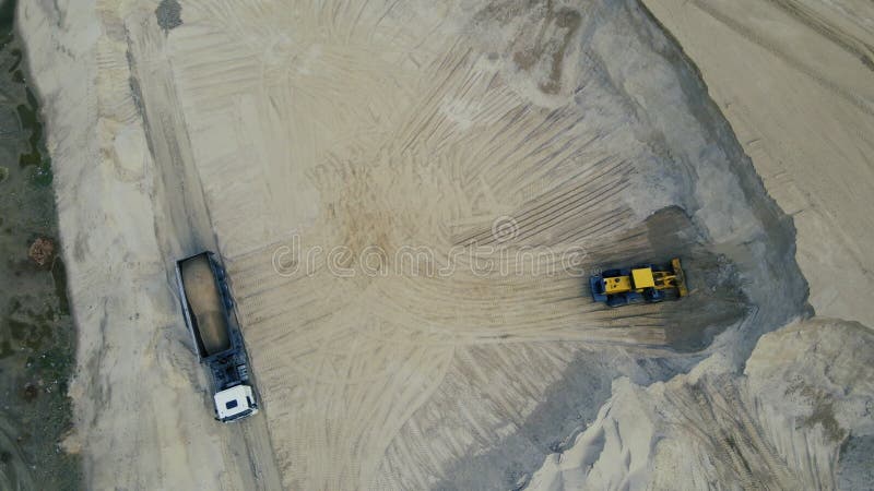 Arial View of the Opencast Mine. Front End Loader Loading Sand into ...