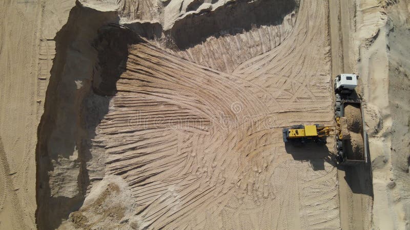Arial View of the Opencast Mine. Front End Loader Loading Sand into ...