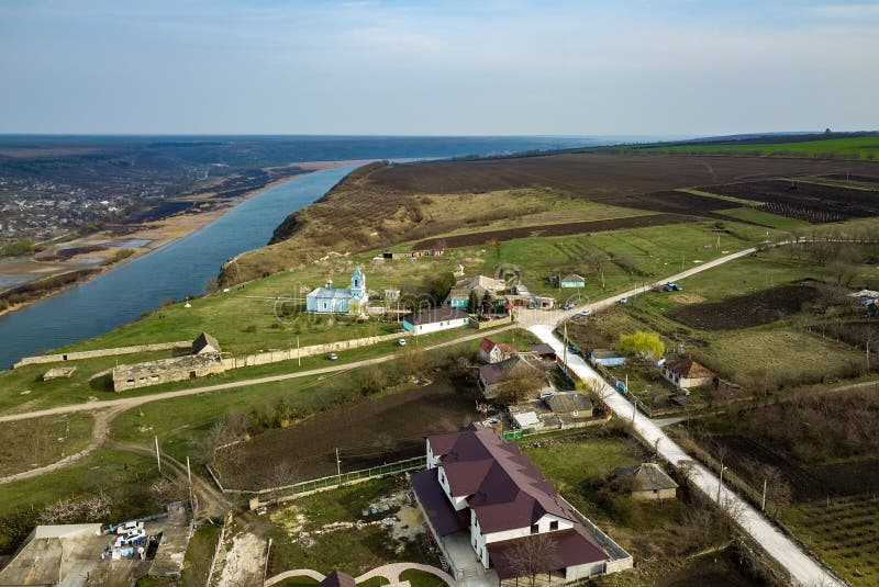 Arial view over the river stock image. Image of forest - 144729021