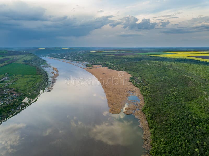 Arial view over the river stock photo. Image of landscape - 148335420