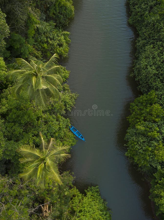 Aerial View of River Side with Boat and Building Stock Image - Image of ...