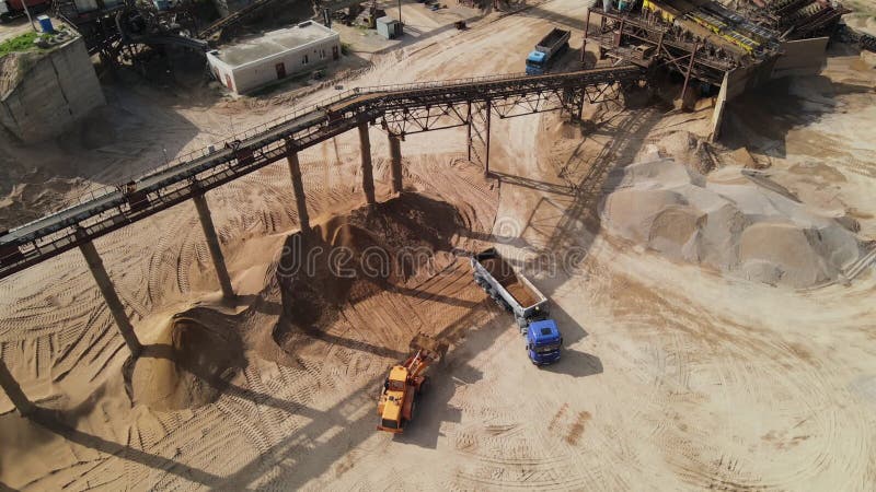 Arial View of the Sand Making Plant in Open-pit Mining. Wheel Loader ...